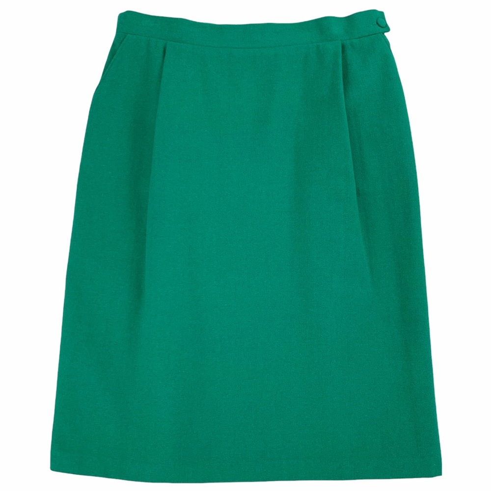 Vintage Kelly Green Wool Blend Pencil Skirt With Pock… - Gem
